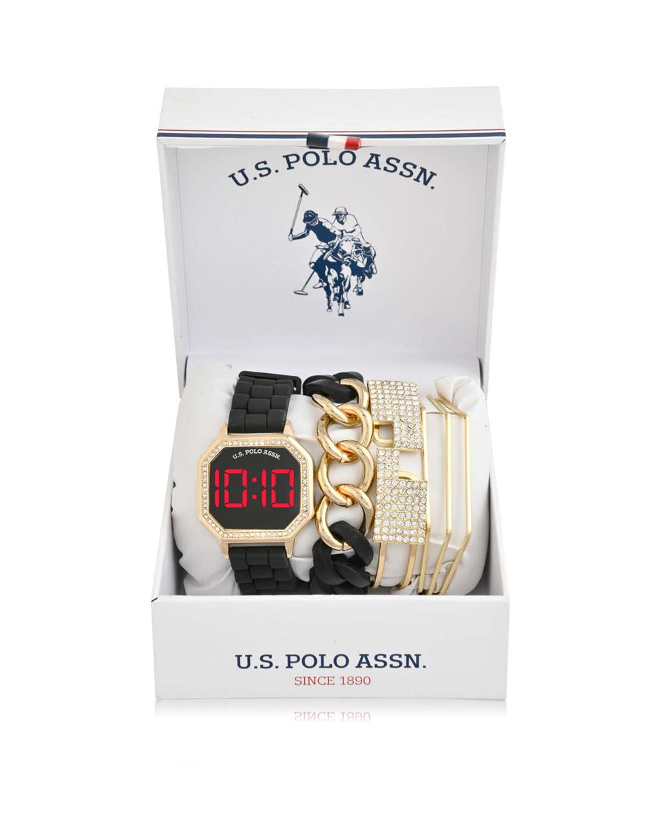 LADIES LED WATCH AND STACKABLE BRACELETS SET– U.S. Polo Assn.