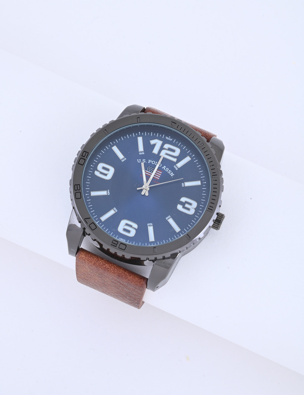 MEN'S BLUE FACE AND BROWN STRAP ANALOG WATCH– U.S. Polo Assn.