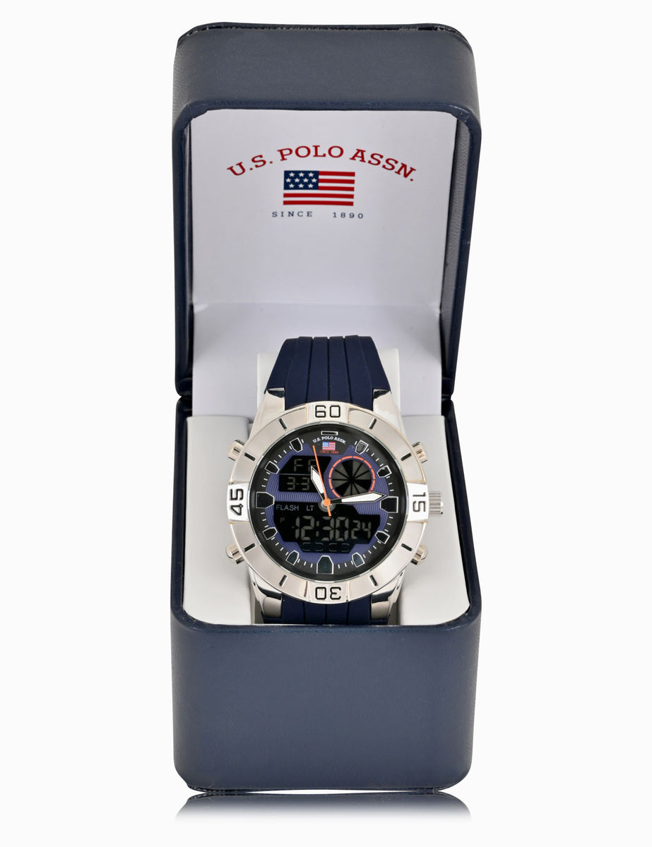 MEN'S BLUE RUBBER STRAP ANALOG/DIGITAL WATCH– U.S. Polo Assn.