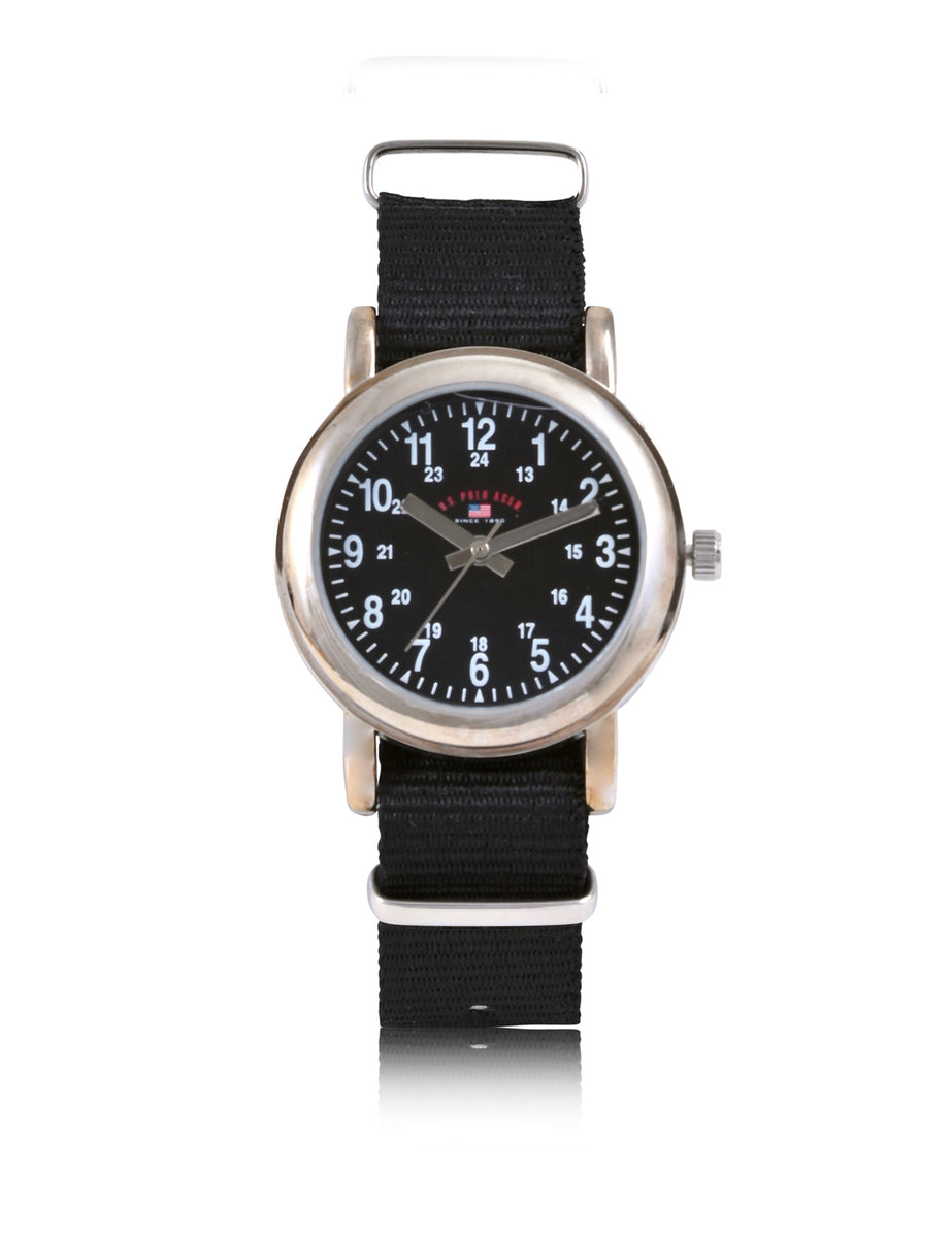 USPA JUNIOR BLACK NYLON STRAP WATCH– U.S. Polo Assn.