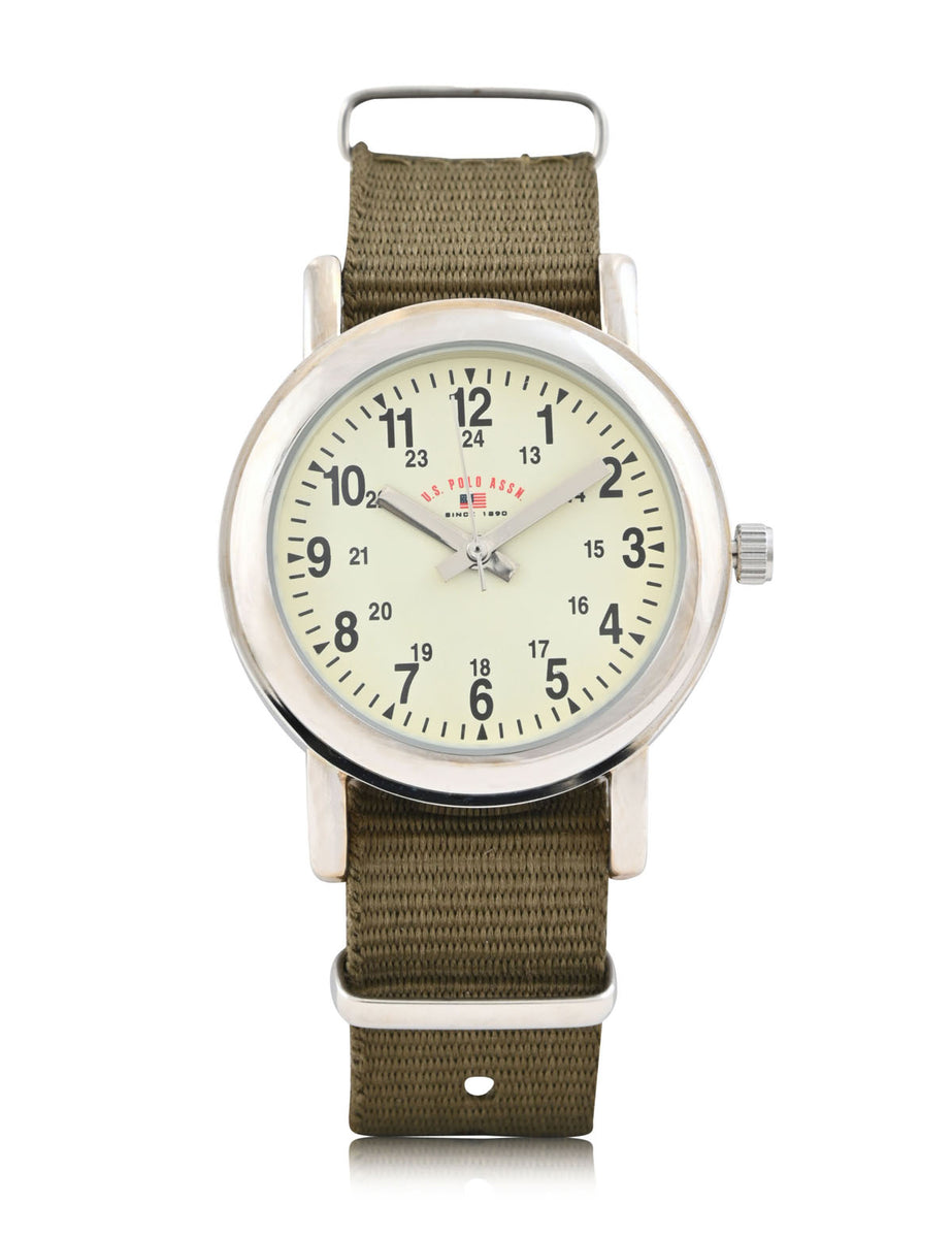 USPA JUNIOR GREEN NYLON STRAP WATCH– U.S. Polo Assn.
