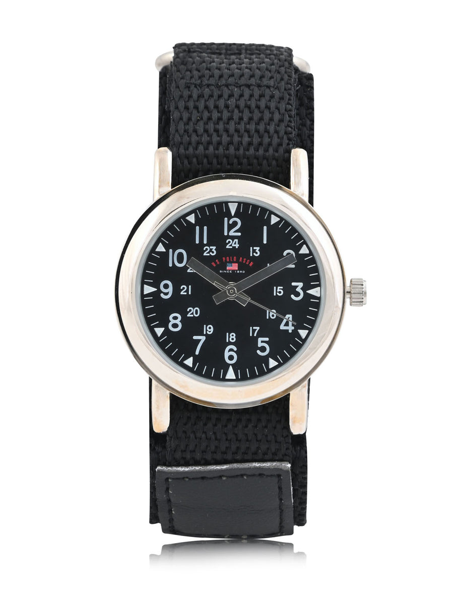 USPA JUNIOR BLACK NYLON STRAP WATCH– U.S. Polo Assn.