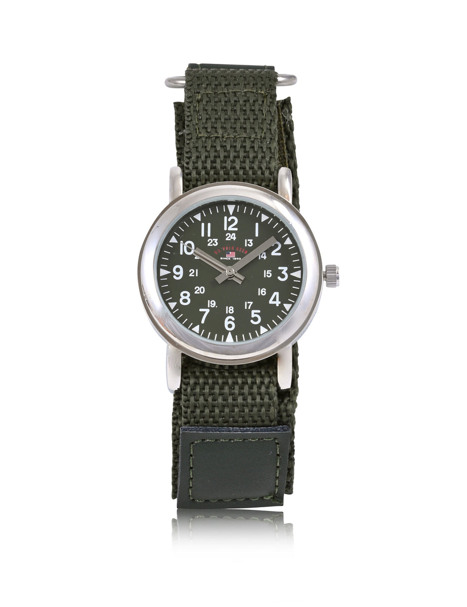 USPA JUNIOR MILITARY GREEN NYLON FASTWRAP WATCH– U.S. Polo Assn.