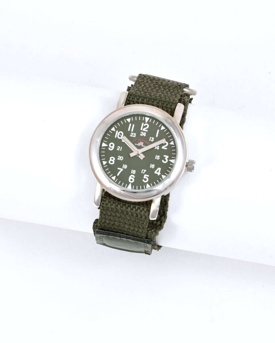 USPA JUNIOR MILITARY GREEN NYLON FASTWRAP WATCH– U.S. Polo Assn.