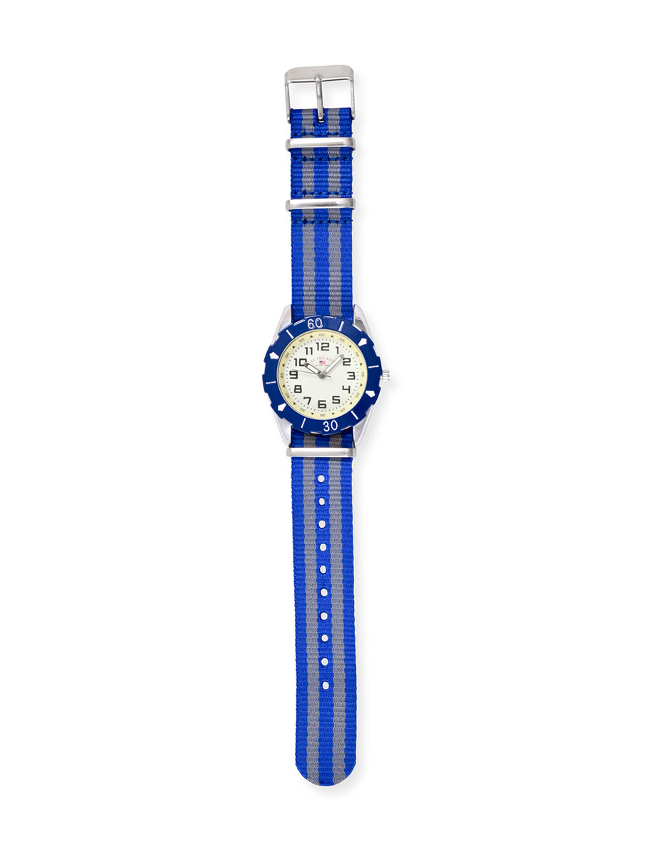 USPA JUNIOR BLUE AND GRAY NYLON STRAP WATCH– U.S. Polo Assn.