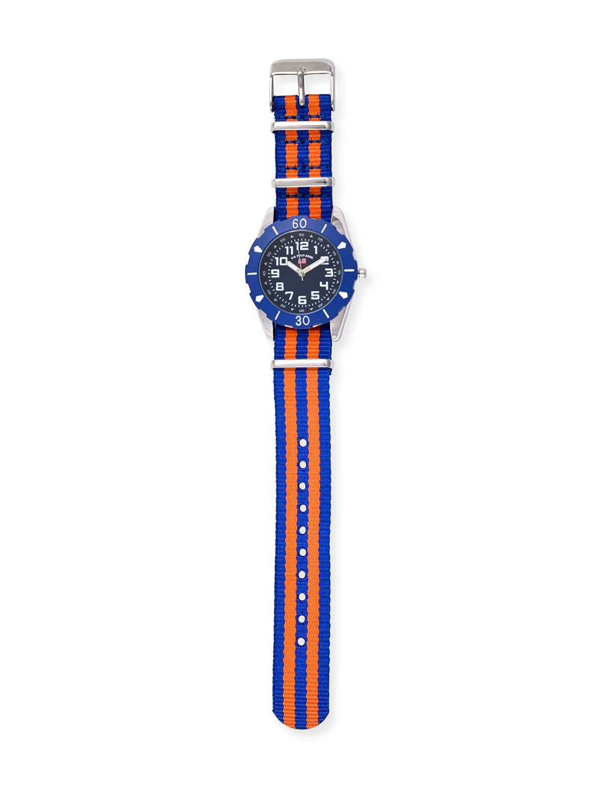 USPA JUNIOR BLUE AND ORANGE NYLON STRAP WATCH– U.S. Polo Assn.