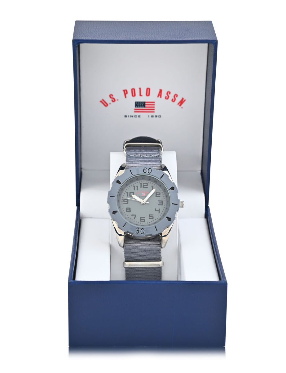USPA JUNIOR GREY NYLON STRAP WATCH– U.S. Polo Assn.