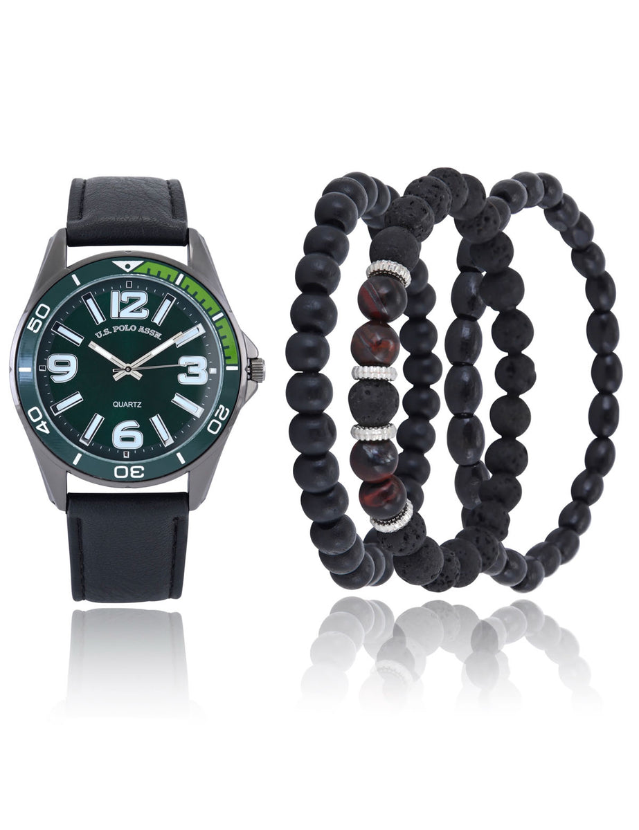 MENS BLACK WATCH STACKABLE SET– U.S. Polo Assn.