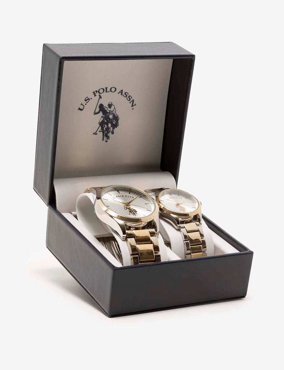 HIS AND HERS TWO TONE WATCH SET– U.S. Polo Assn.