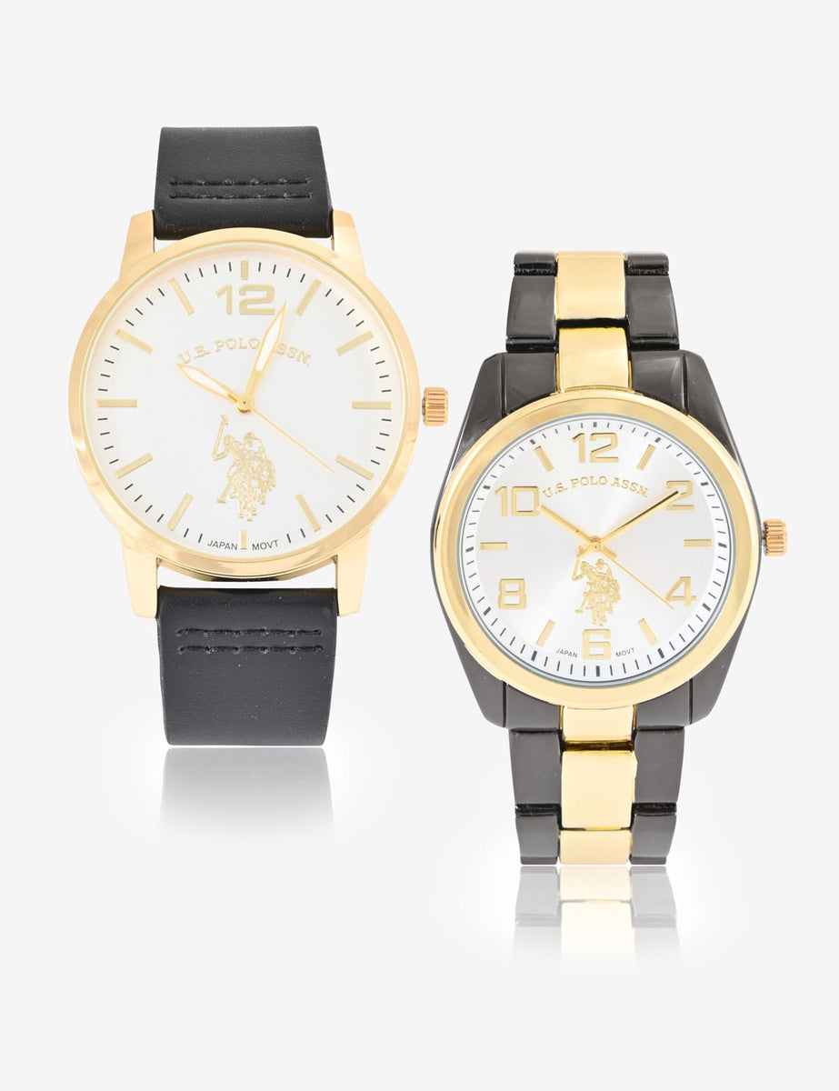TWO MENS BRACELET AND STRAP WATCH SET– U.S. Polo Assn.