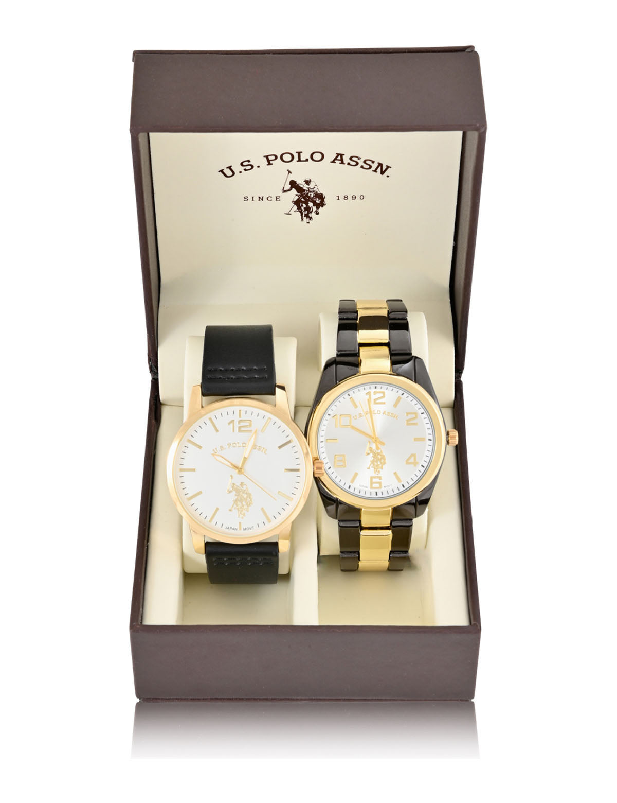 TWO MENS BRACELET AND STRAP WATCH SET– U.S. Polo Assn.