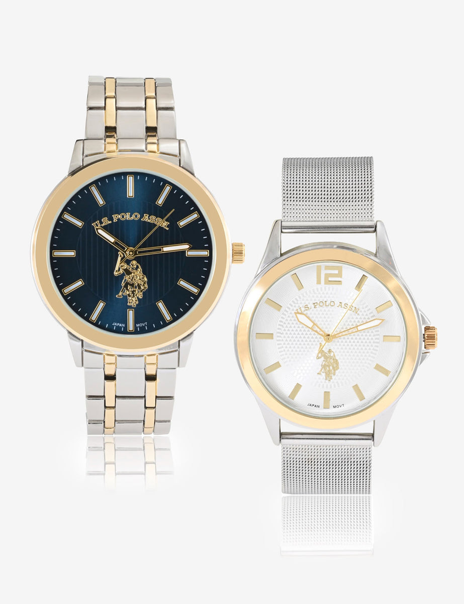 MEN'S TWO TONE MESH AND BRACELET WATCH SET– U.S. Polo Assn.