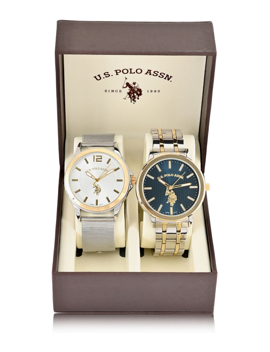 MEN'S TWO TONE MESH AND BRACELET WATCH SET– U.S. Polo Assn.