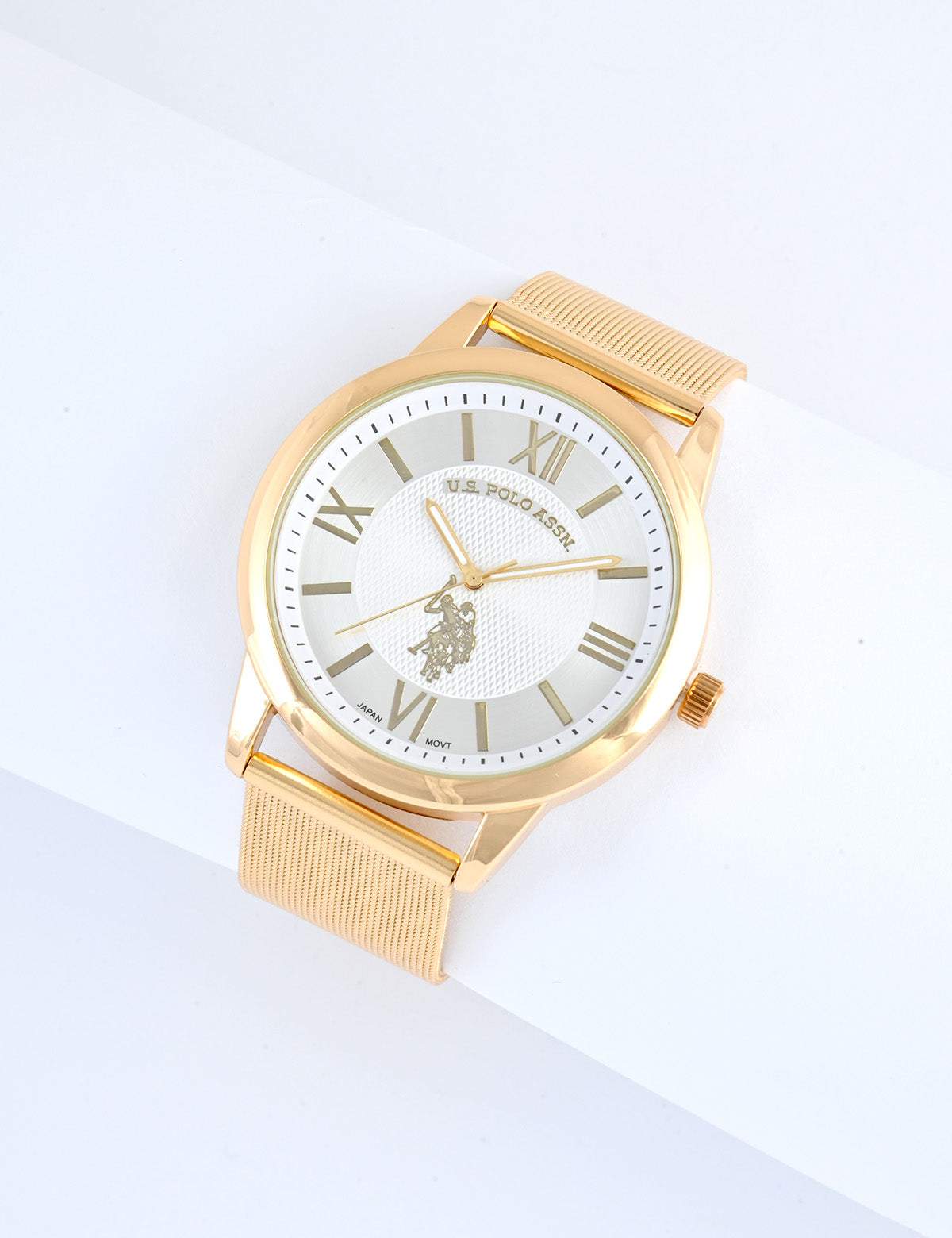 HIS AND HERS GOLD MESH STRAP WATCH SET– U.S. Polo Assn.