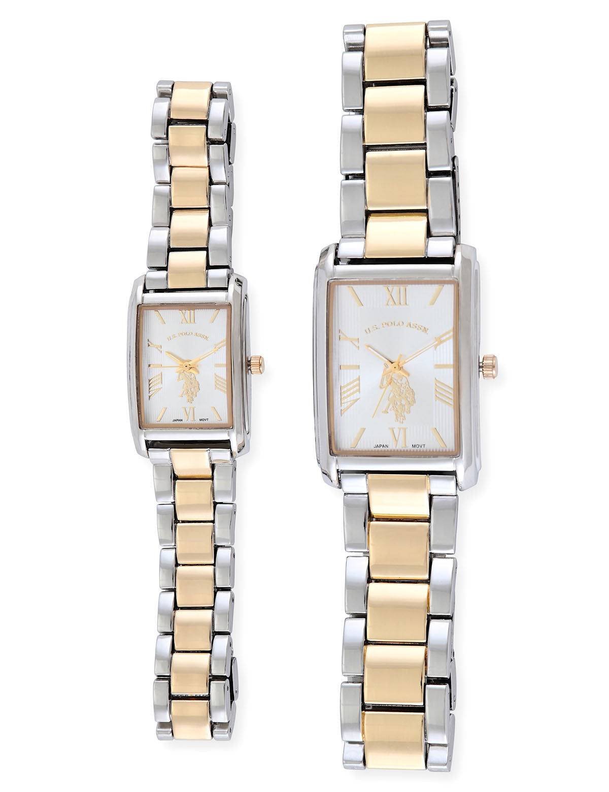 HIS AND HERS TWO TONE SQUARE WATCH SET– U.S. Polo Assn.