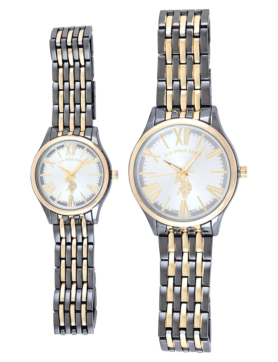 HIS AND HERS TWO TONE WATCH SET– U.S. Polo Assn.