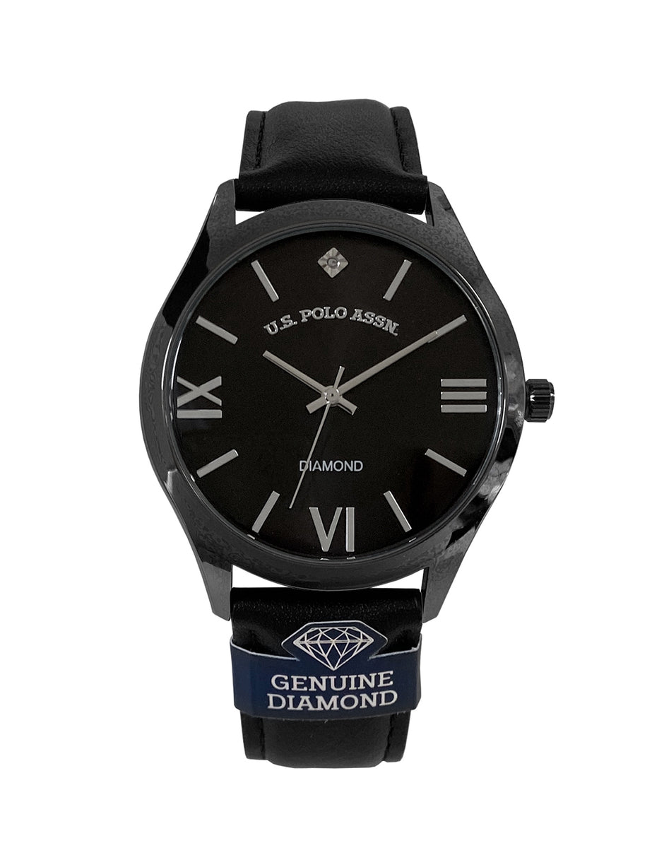 HIS AND HERS BLACK STRAP DIAMOND WATCH SET– U.S. Polo Assn.