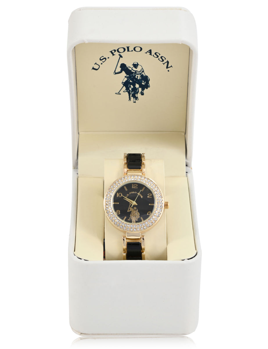 LADIES BLACK AND GOLD EMBELLISHED WATCH– U.S. Polo Assn.