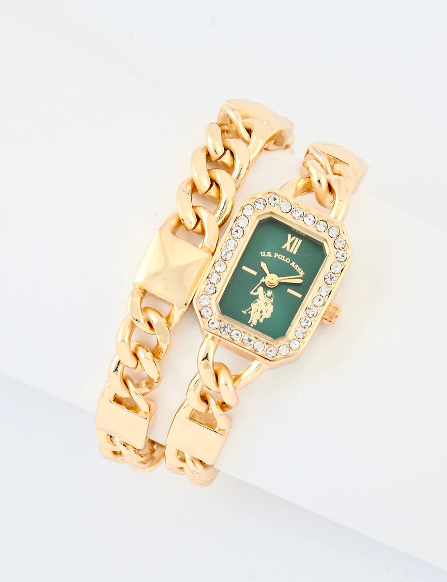 LADIES GOLD AND GREEN BRACELET WATCH– U.S. Polo Assn.