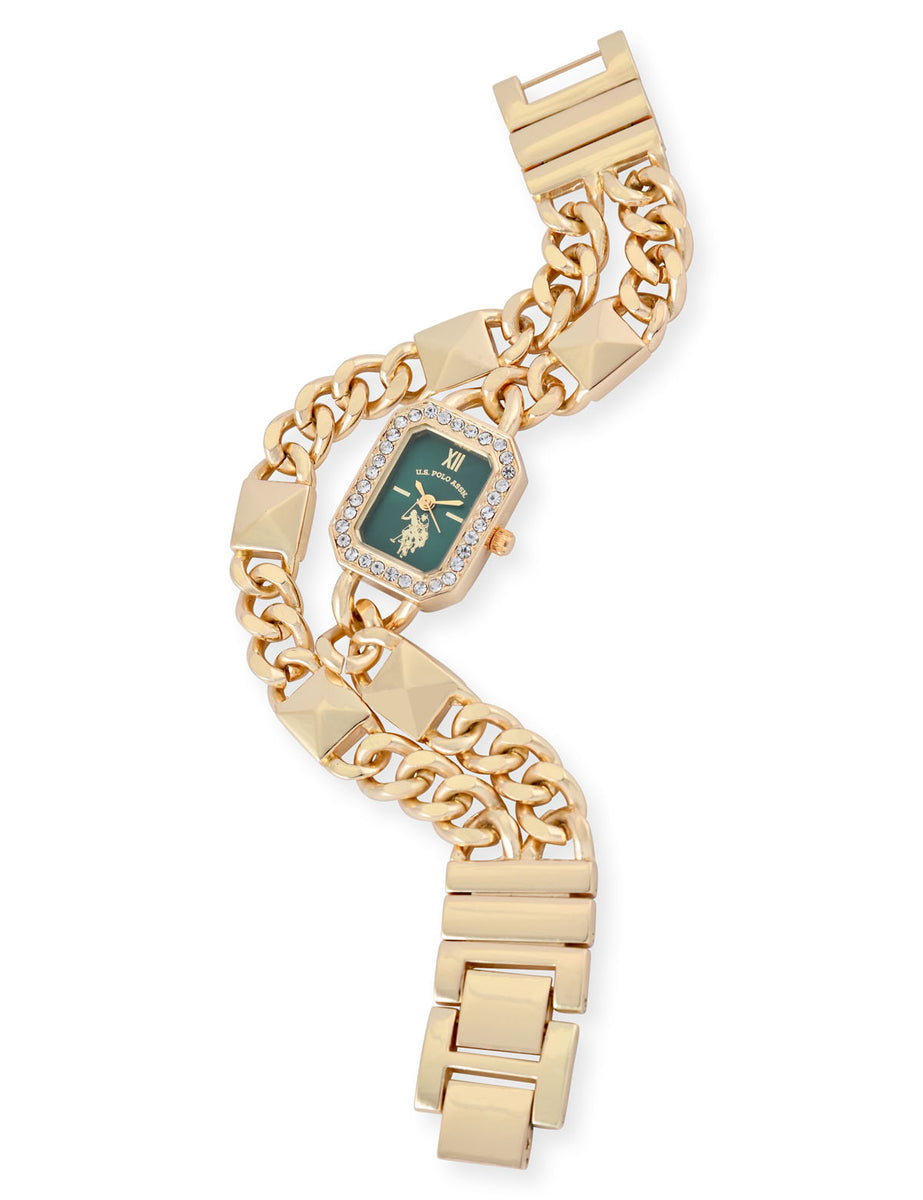 LADIES GOLD AND GREEN BRACELET WATCH– U.S. Polo Assn.