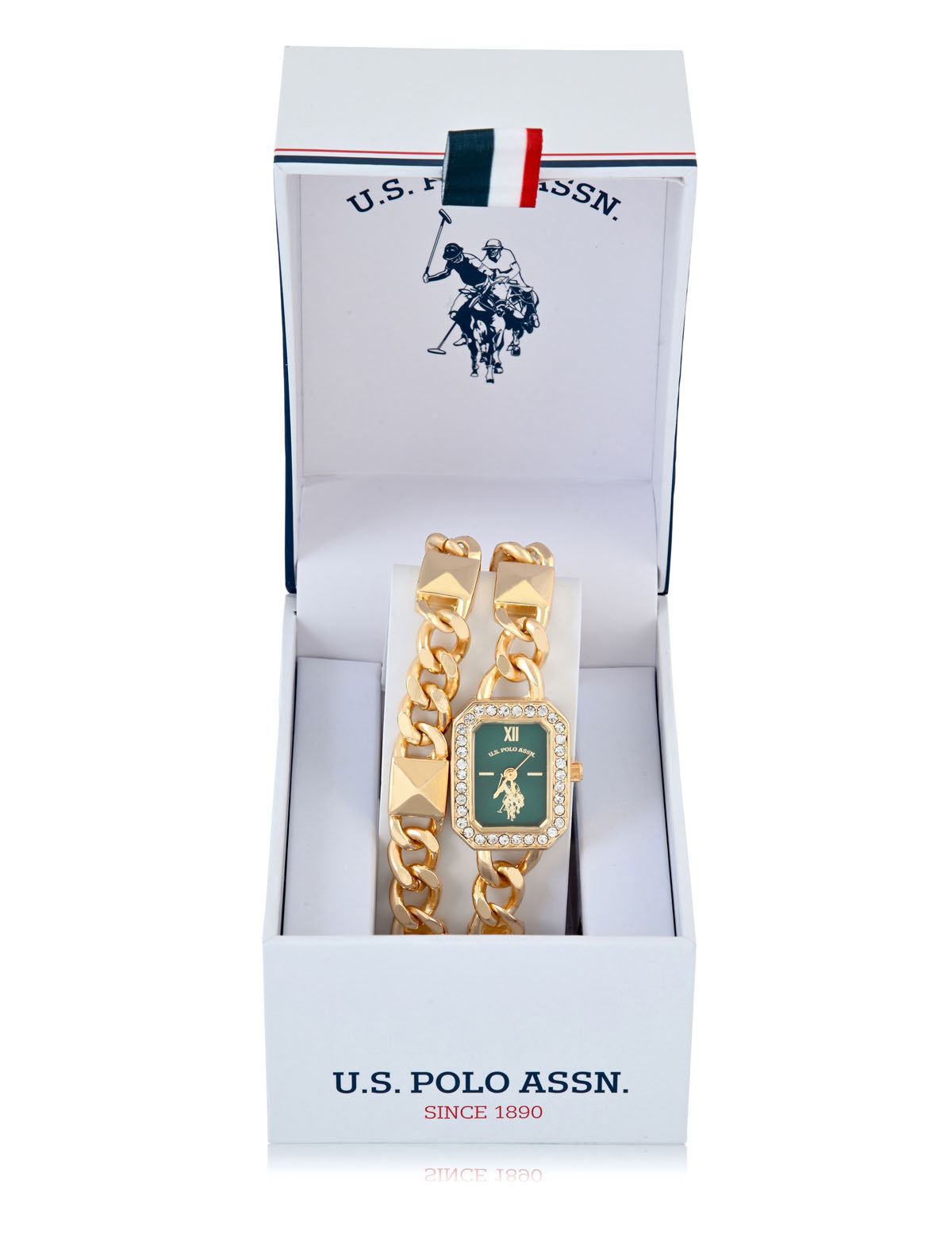 LADIES GOLD AND GREEN BRACELET WATCH– U.S. Polo Assn.