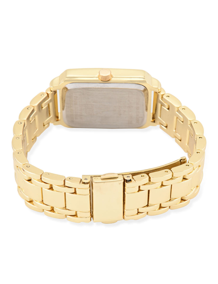 LADIES GOLD SQUARE FACE LINK WATCH– U.S. Polo Assn.