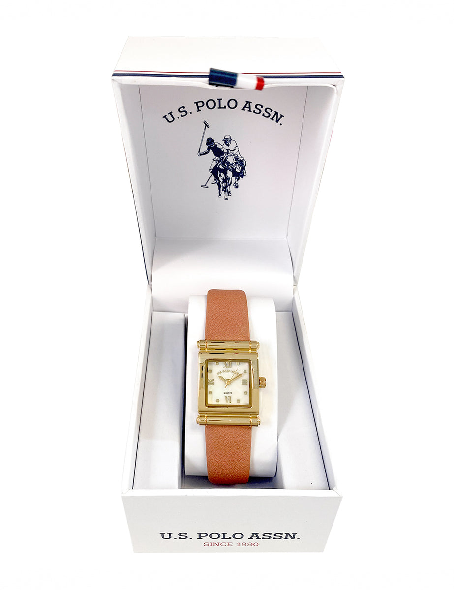 LADIES BROWN STRAP SQUARE FACE WATCH– U.S. Polo Assn.