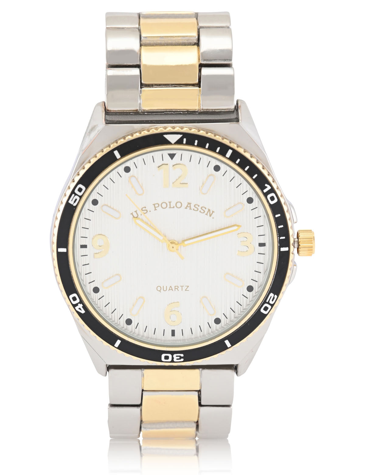 MENS TWO TONE SILVER AND GOLD ANALOG LINK WATCH– U.S. Polo Assn.