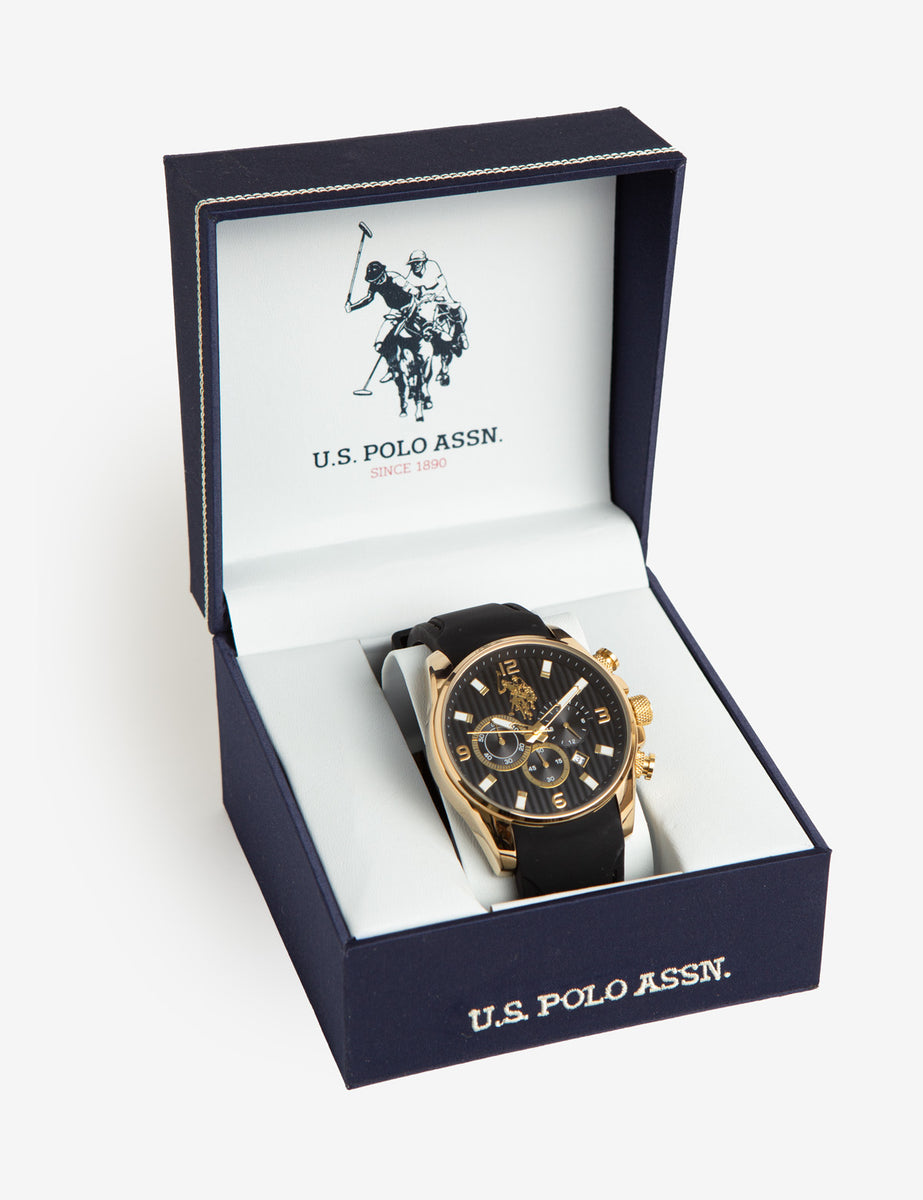 MEN'S EXCLUSIVE BLACK AND GOLDTONE WATCH– U.S. Polo Assn.