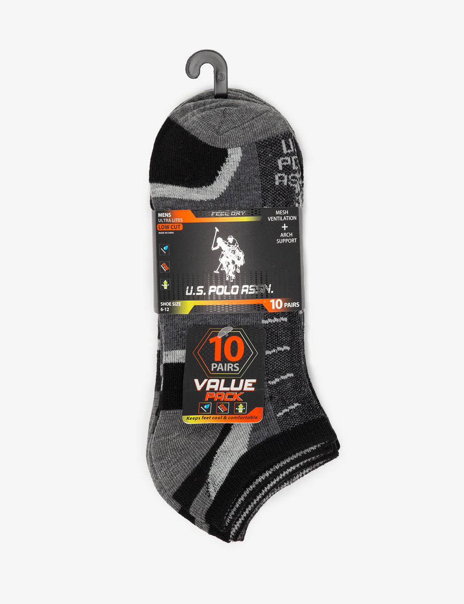 MENS 10PK LOW CUT PERFORMANCE SOCKS– U.S. Polo Assn.