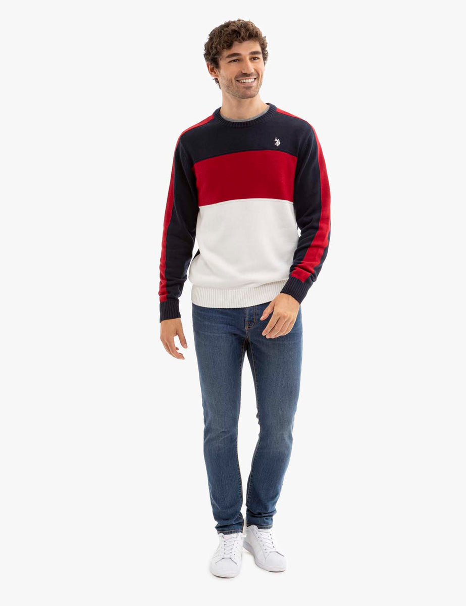 TRI COLORBLOCK CREW NECK SWEATER– U.S. Polo Assn.