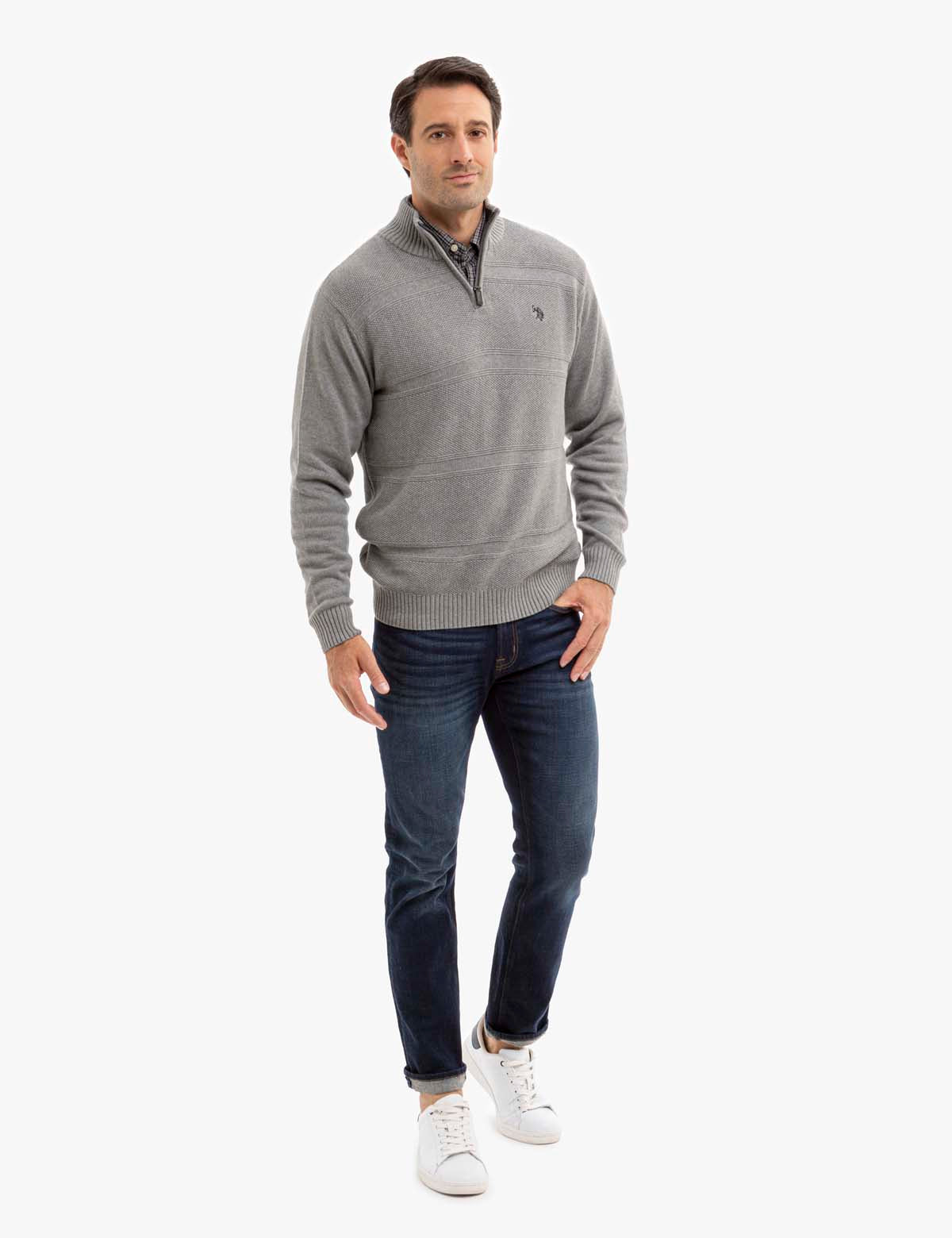 FRONT TEXTURED 1/4 ZIP SWEATER– U.S. Polo Assn.