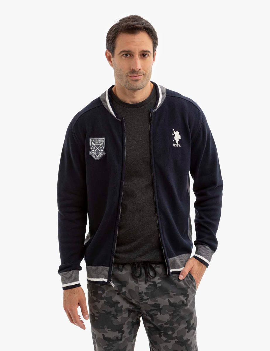 FULL ZIP VARSITY BASEBALL SWEATER– U.S. Polo Assn.