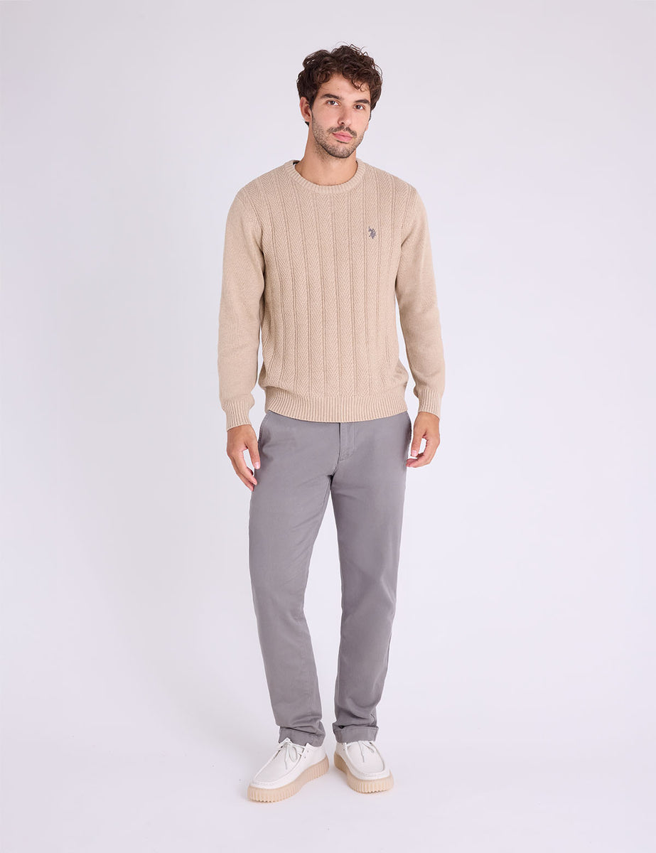 VERTICAL TEXTURED CREW NECK SWEATER– U.S. Polo Assn.