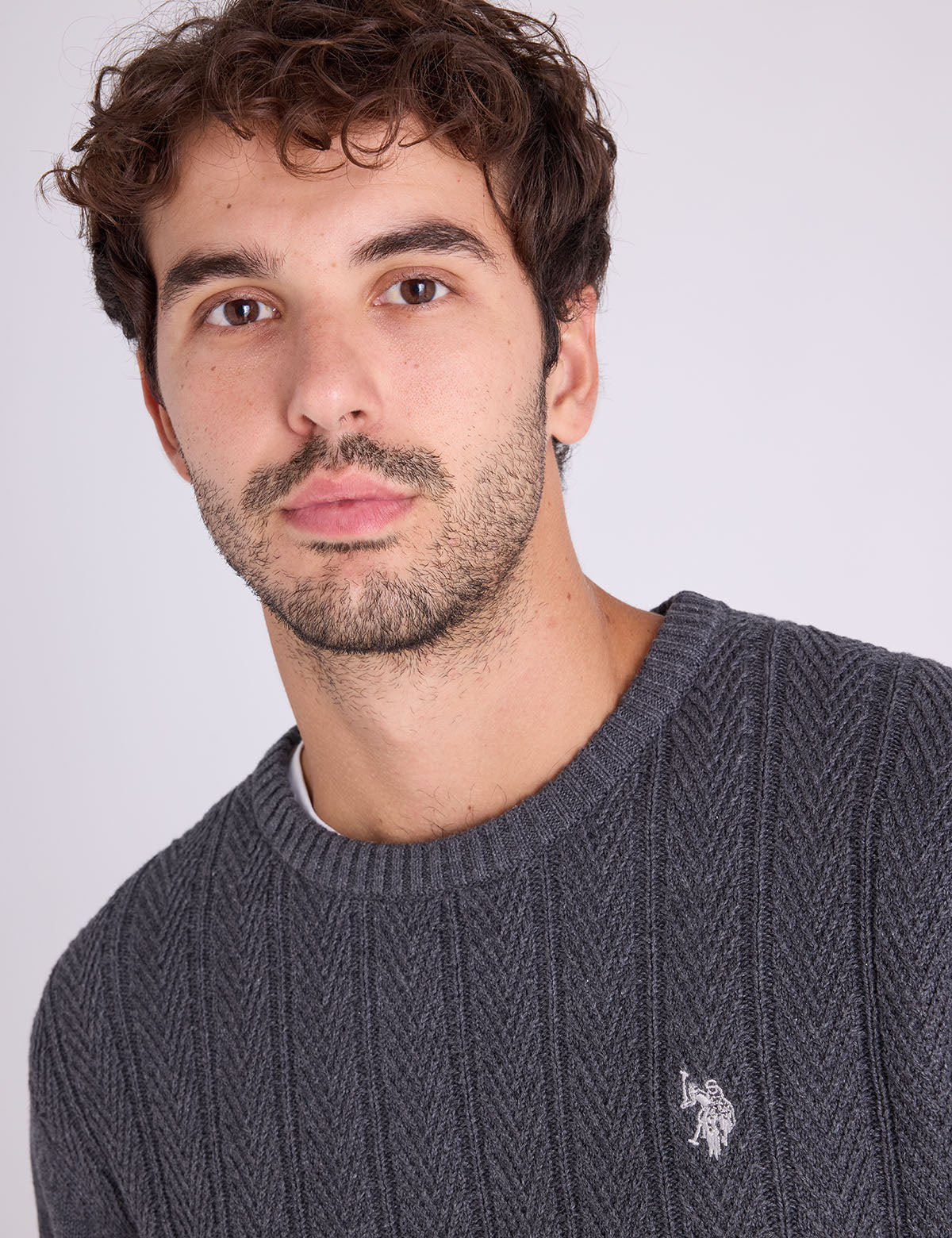 VERTICAL TEXTURED CREW NECK SWEATER– U.S. Polo Assn.