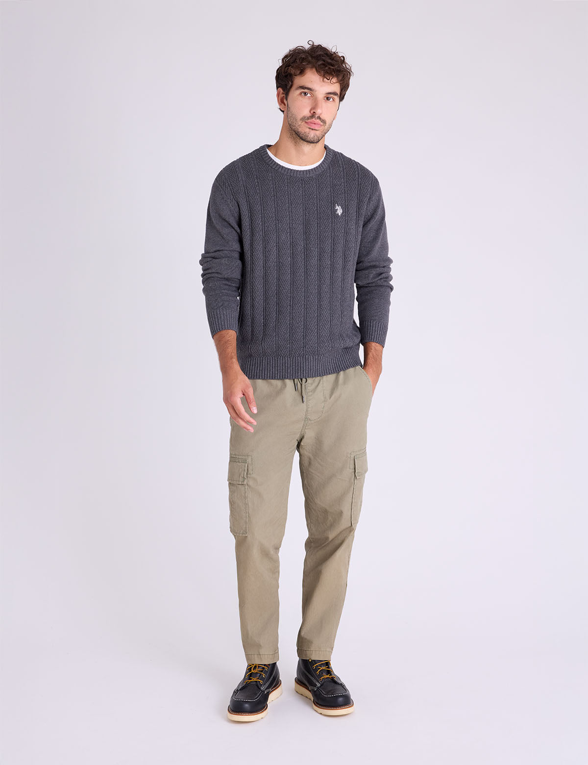 VERTICAL TEXTURED CREW NECK SWEATER– U.S. Polo Assn.
