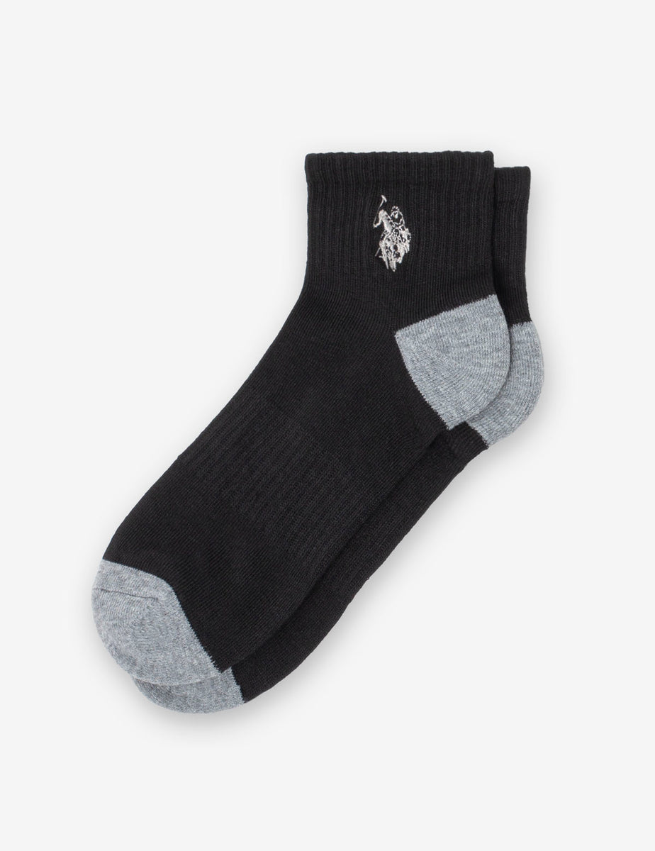 MENS 6PK BLACK QUARTER CREW SOCKS– U.S. Polo Assn.