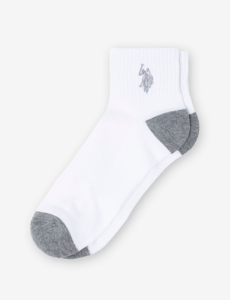 MENS 6PK WHITE QUARTER CREW SOCKS– U.S. Polo Assn.