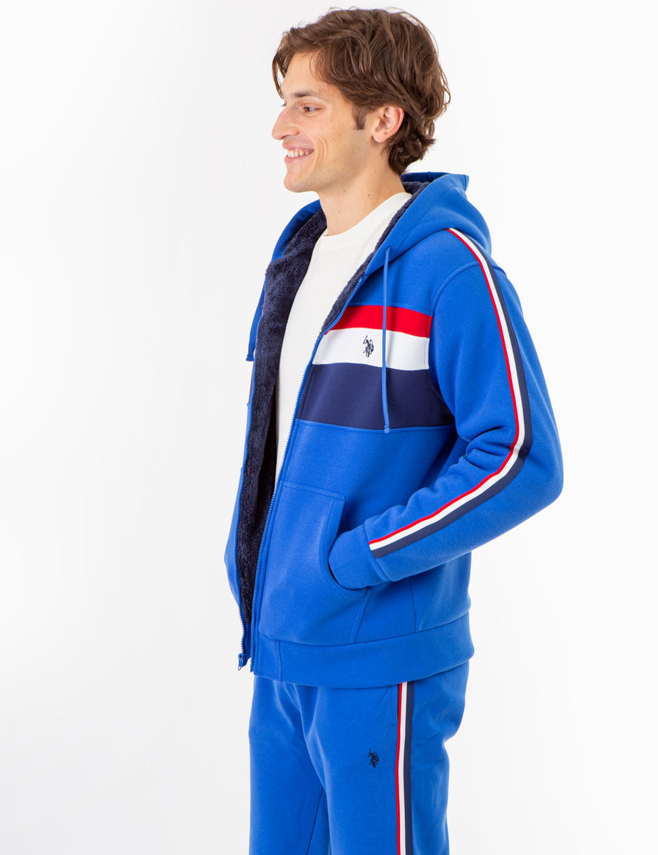 SIGNATURE STRIPE COLORBLOCK SHERPA HOODIE– U.S. Polo Assn.