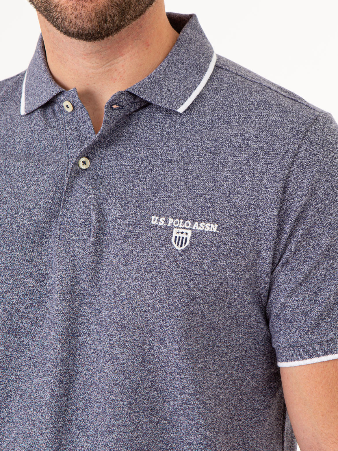 MARLED YARN POLO SHIRT WITH EMBROIDERED CREST– U.S. Polo Assn.