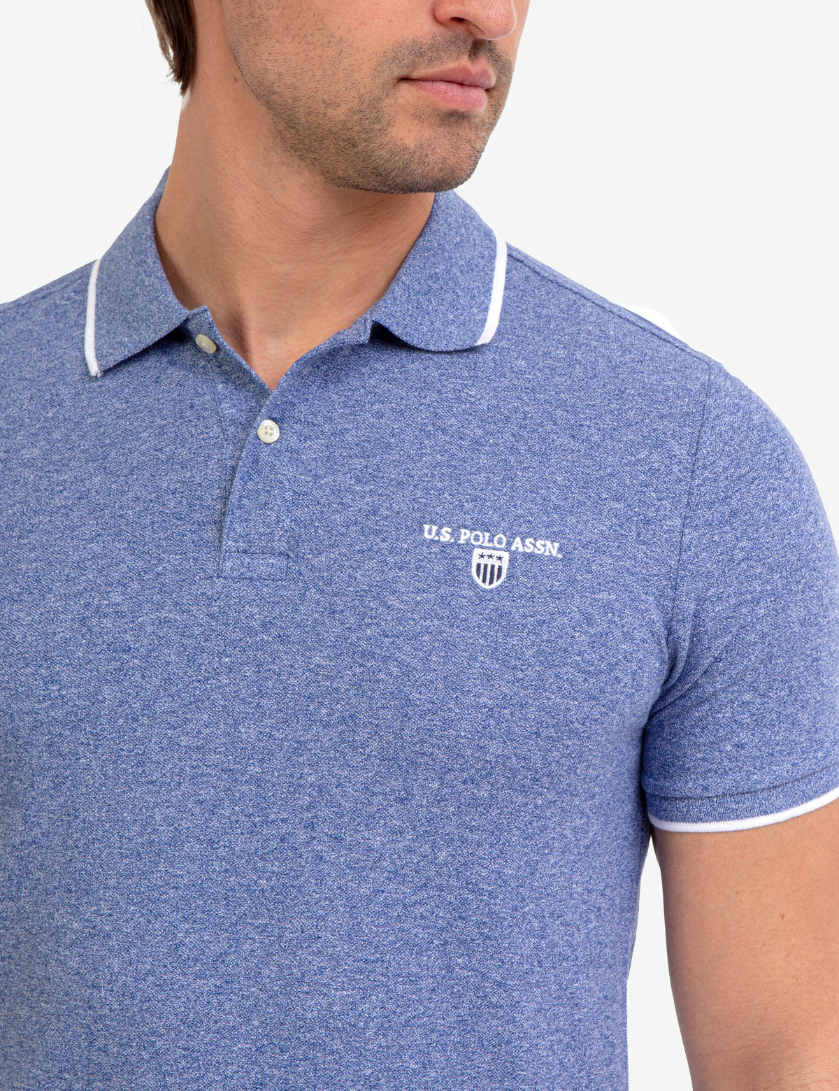 MARLED YARN POLO SHIRT WITH EMBROIDERED CREST– U.S. Polo Assn.