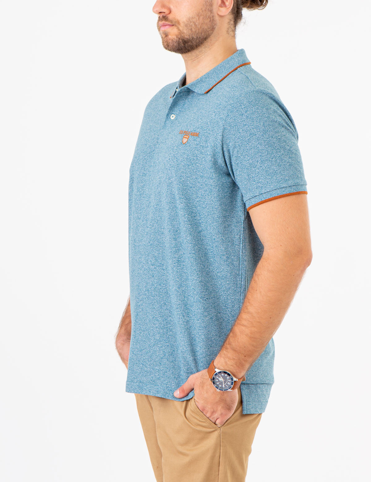 MARLED YARN POLO SHIRT WITH EMBROIDERED CREST– U.S. Polo Assn.