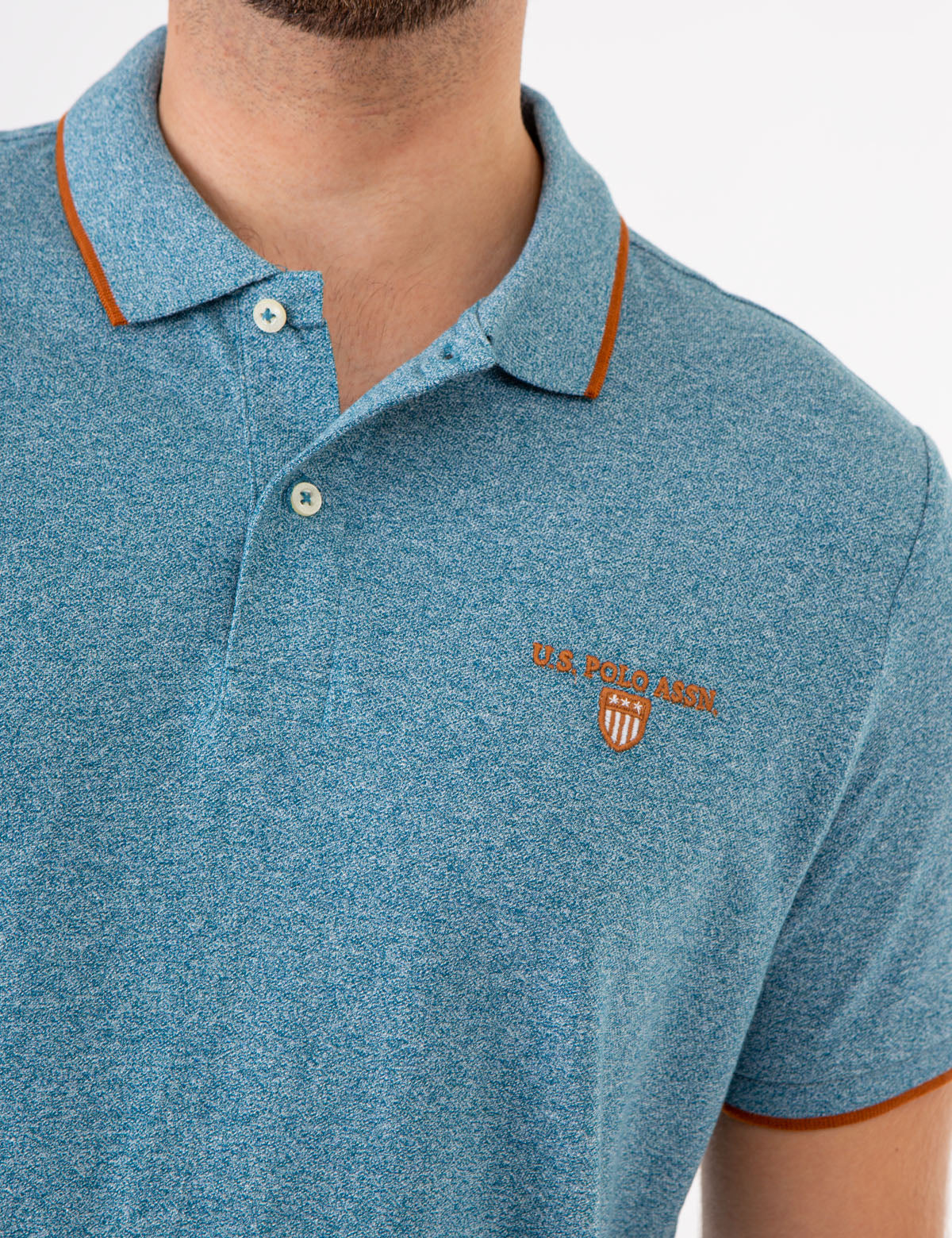 MARLED YARN POLO SHIRT WITH EMBROIDERED CREST– U.S. Polo Assn.