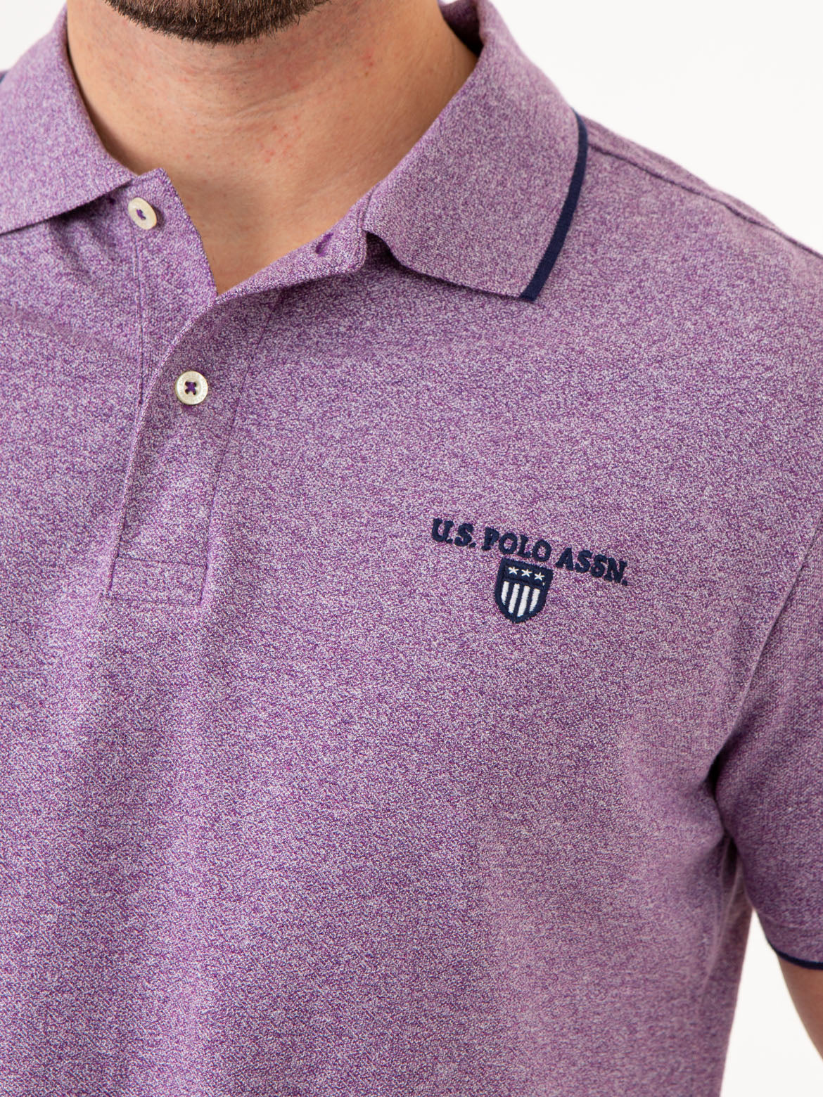 MARLED YARN POLO SHIRT WITH EMBROIDERED CREST– U.S. Polo Assn.