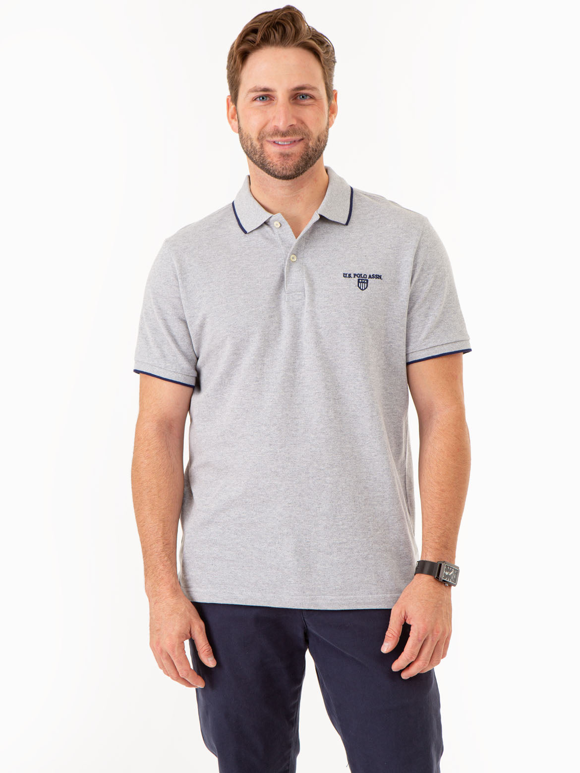 MARLED YARN POLO SHIRT WITH EMBROIDERED CREST– U.S. Polo Assn.
