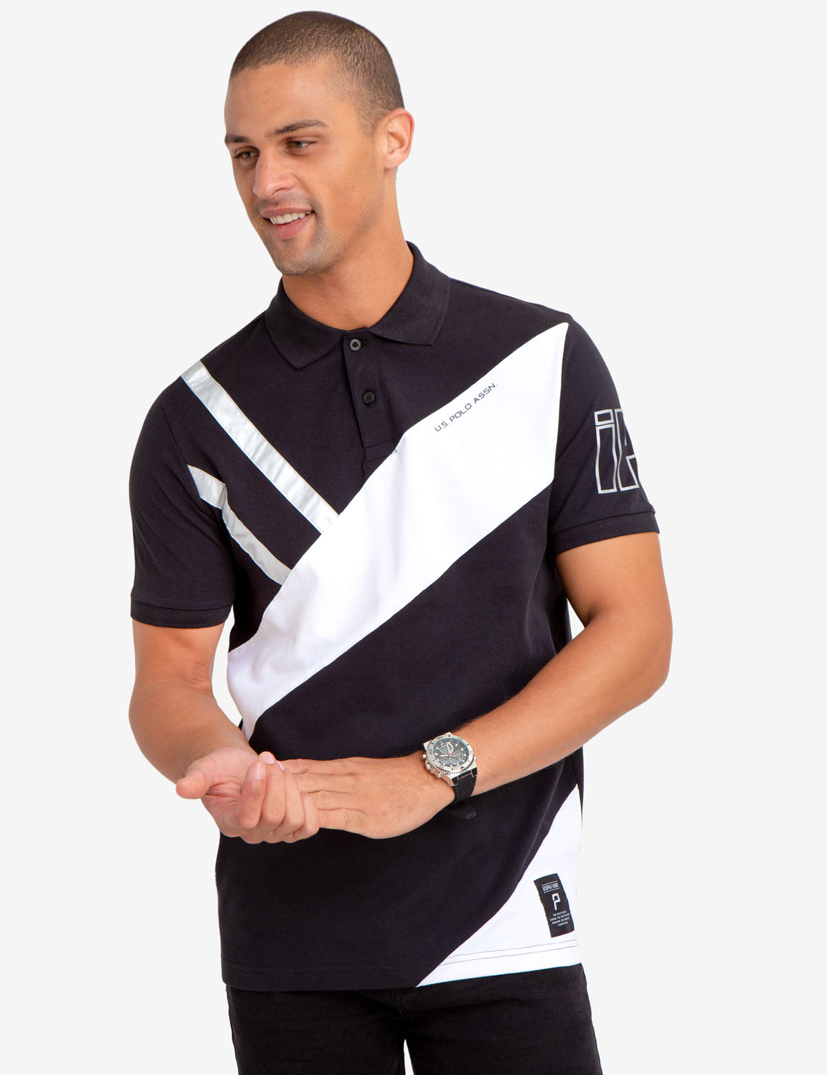 SILVER METALLIC DETAIL COLORBLOCK POLO SHIRT– U.S. Polo Assn.