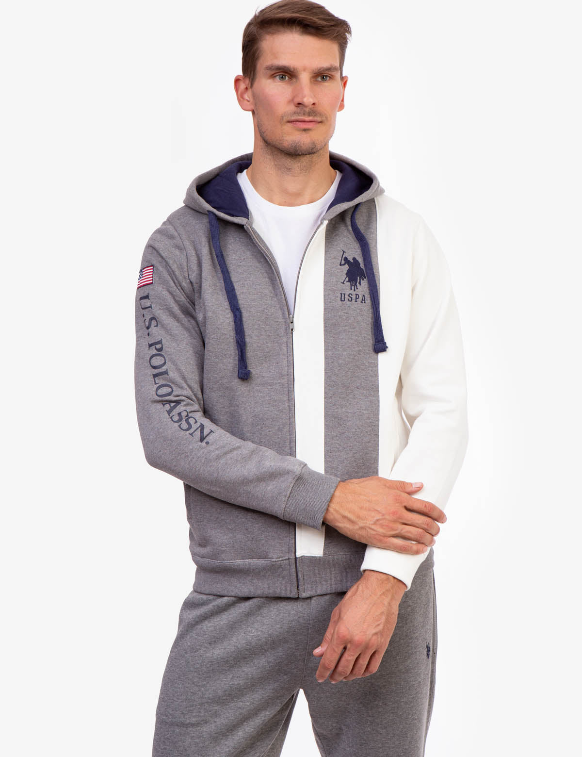USPA COLORBLOCK FULL ZIP FLEECE HOODIE– U.S. Polo Assn.