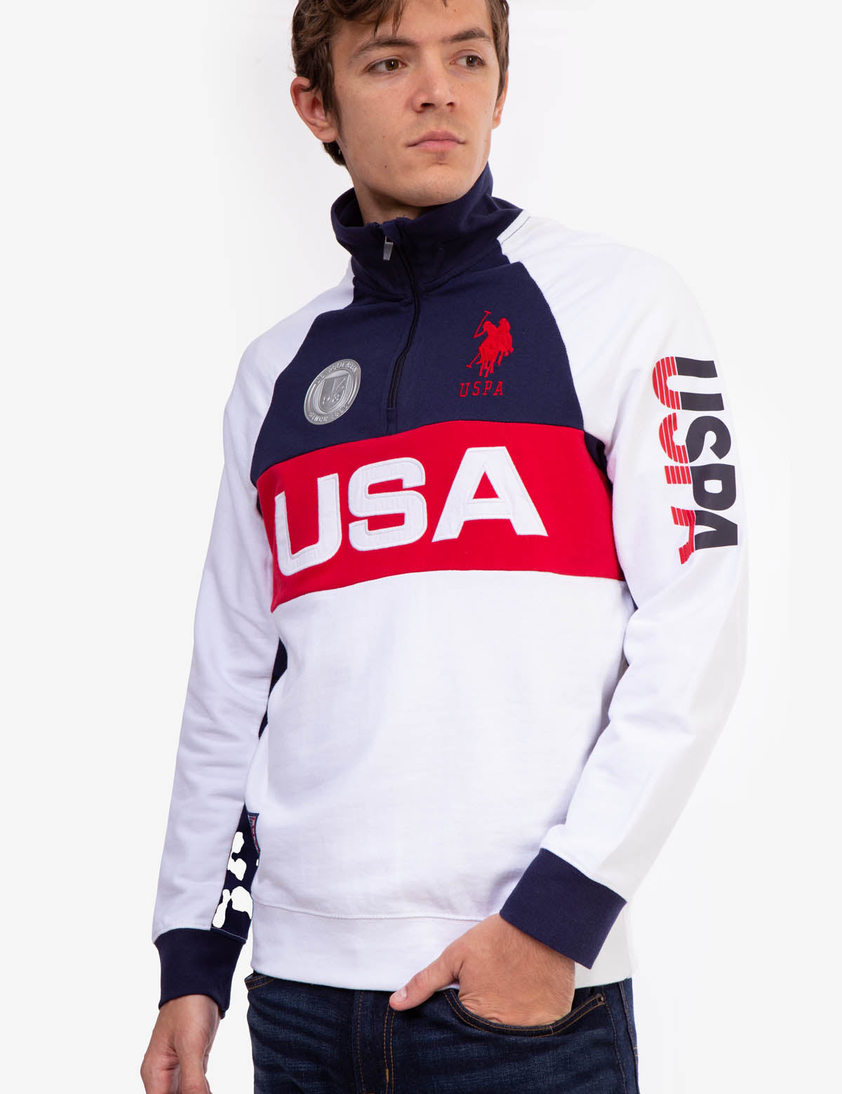 USA COLORBLOCK QUARTER ZIP PULLOVER– U.S. Polo Assn.