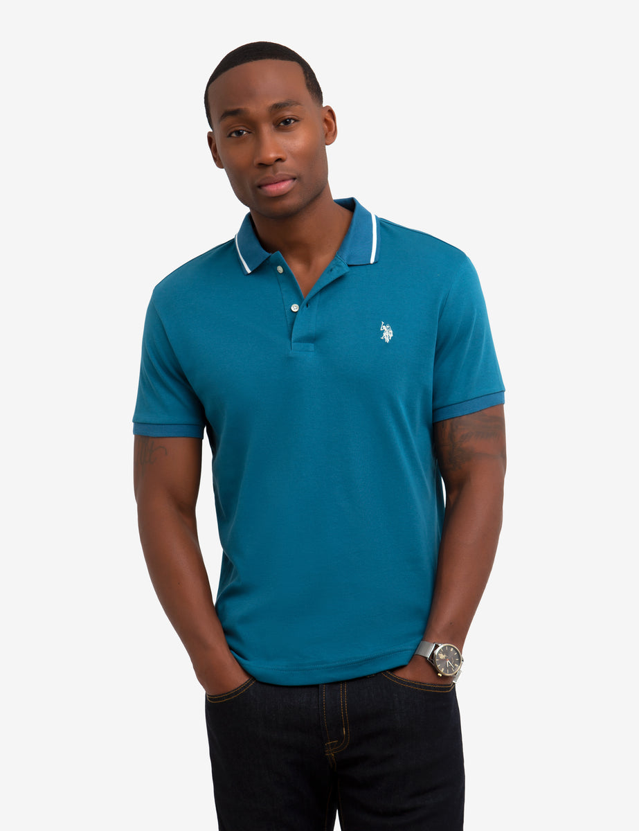 SLIM FIT TIPPED INTERLOCK POLO SHIRT– U.S. Polo Assn.