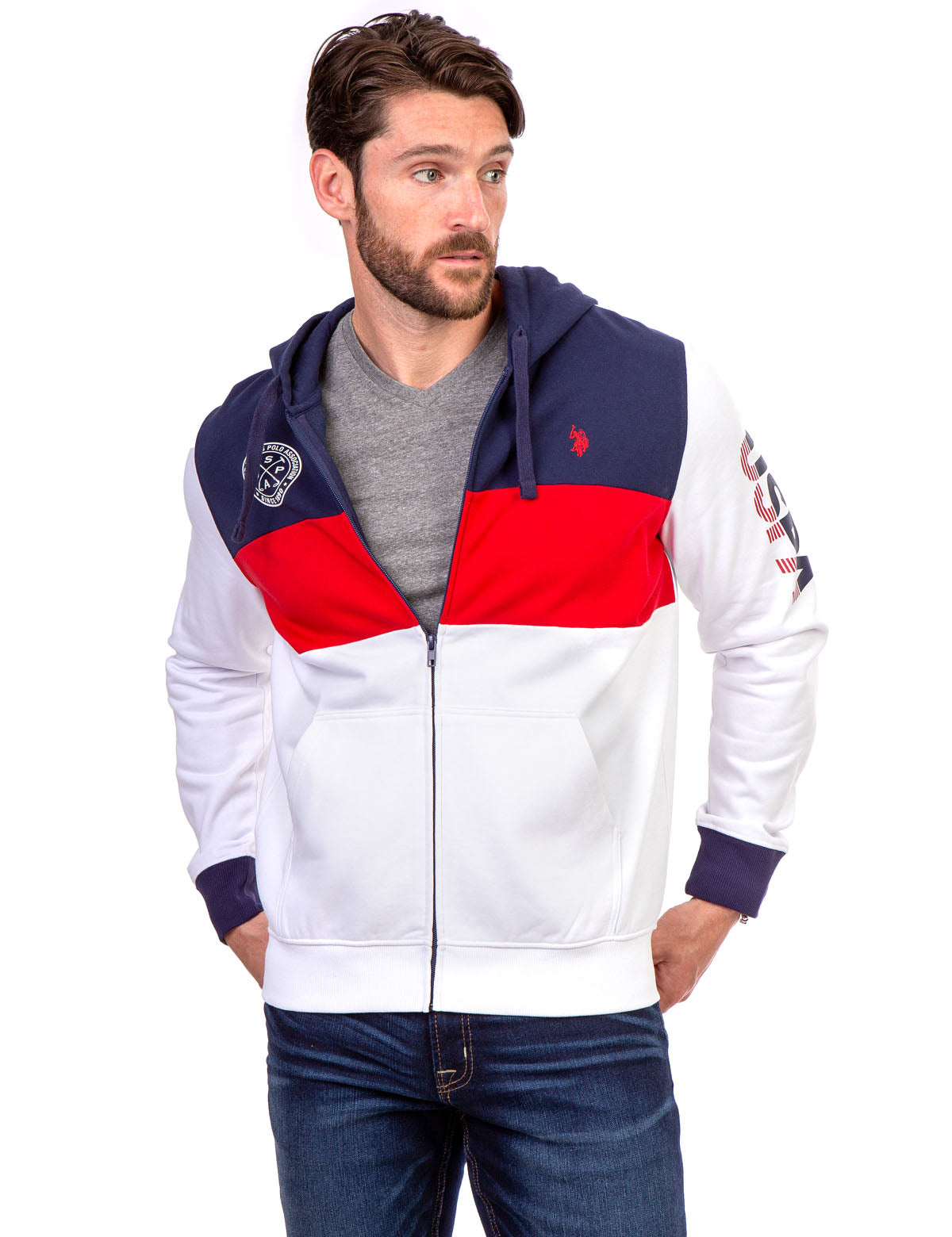 USPA COLORBLOCK ZIP HOODIE– U.S. Polo Assn.